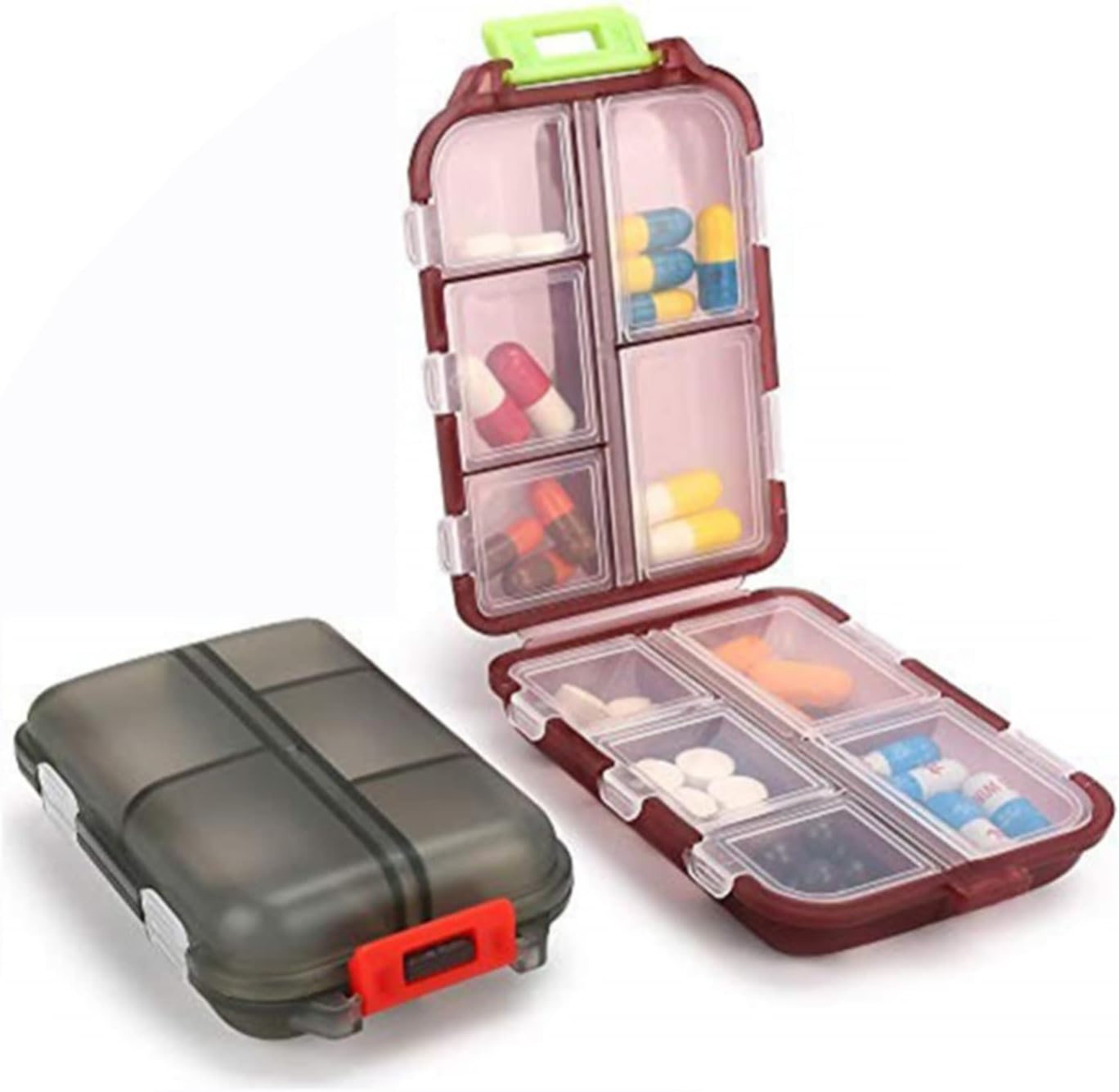 2PCS Travel Pill Organizer Box,Portable Pill Case,Pill Box Dispenser ...