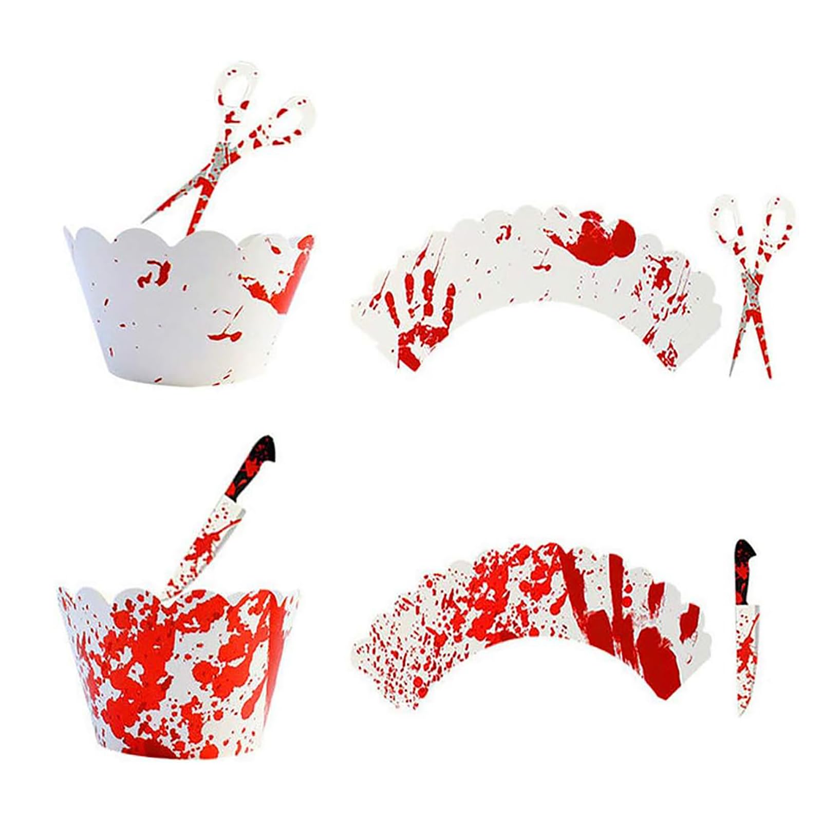 Amazon.com: Soochat Halloween Cupcake Toppers Wrappers Horror Cake ...