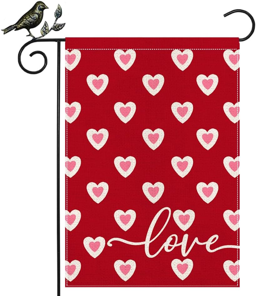 Amazon.com : Valentine’s Garden Flag 12 x 18 Inch Double Sided ...