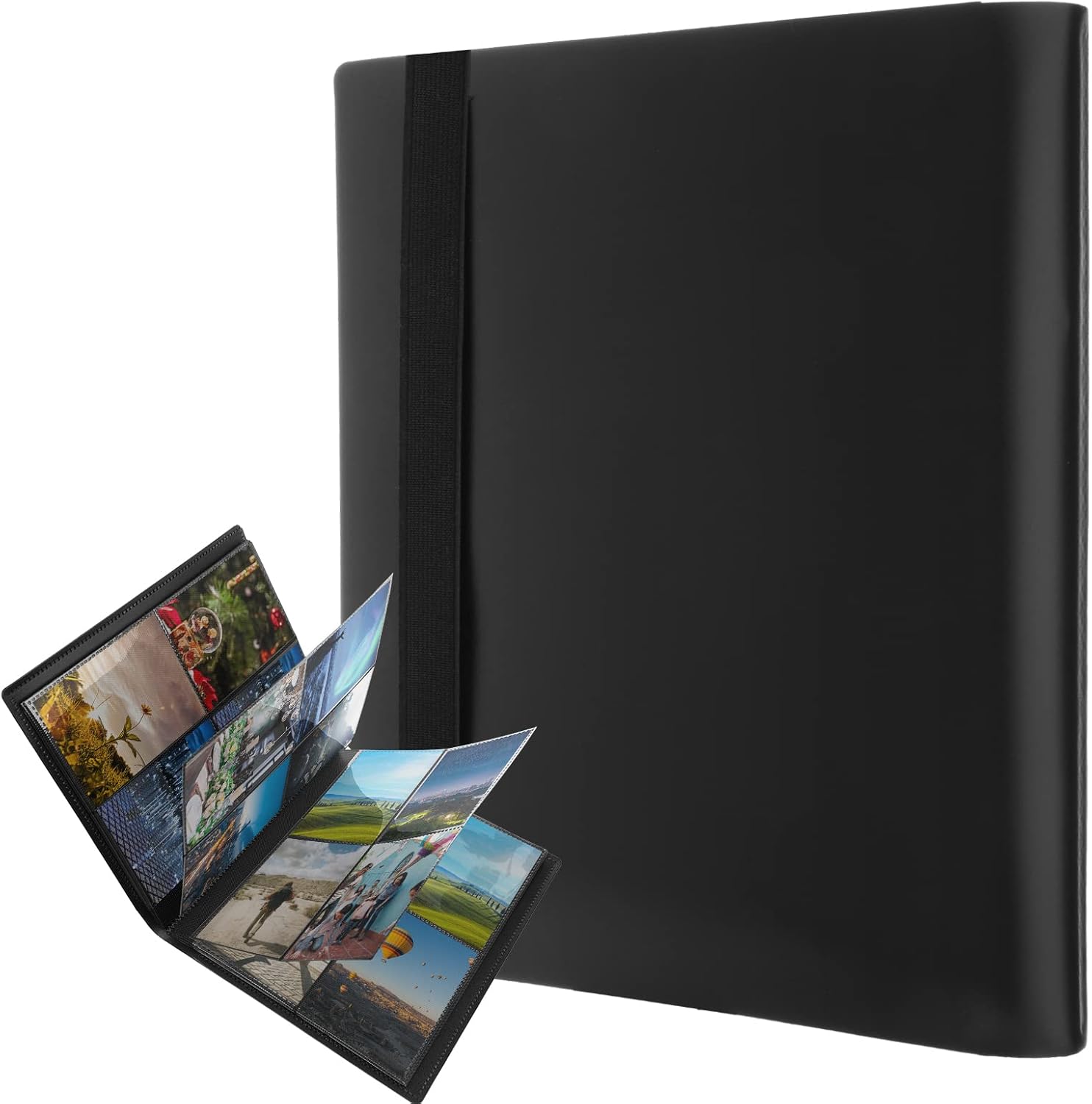 Trading Card Binder - Black Card Holder with Elastic Strap, Waterproof ...