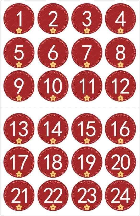 Amazon.com: 10 Sheets Christmas Advent Calendar Numbers Stickers 1-24 ...