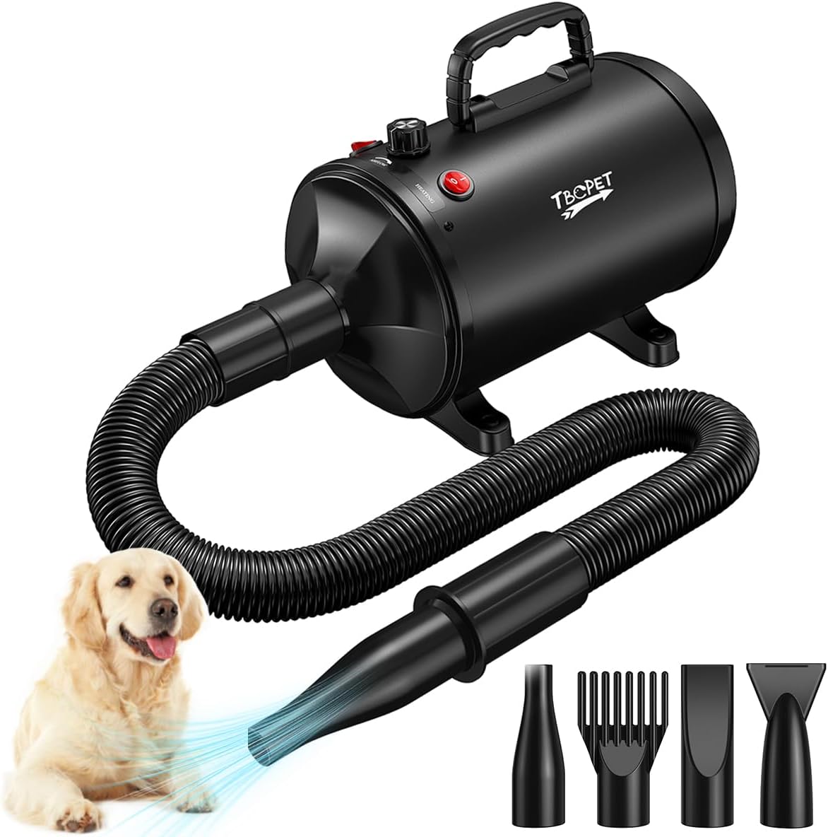 Amazon.com: Dog Dryer High Velocity Dog Hair Dryer with 4 Nozzles 5.2HP ...