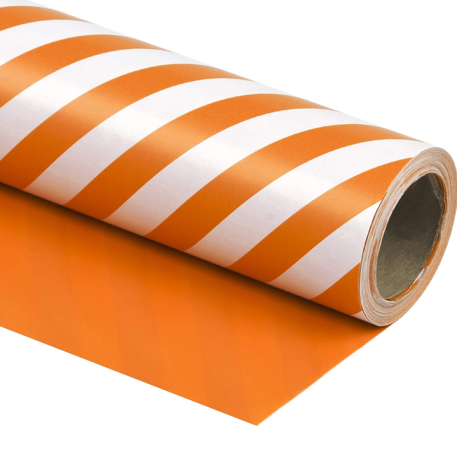 Amazon.com: WRAPAHOLIC Reversible Wrapping Paper - Orange and Stripes ...