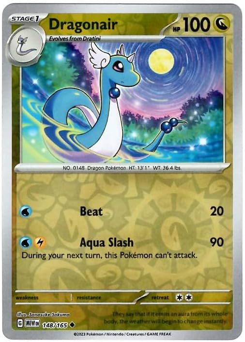 Amazon.com: Pokemon - Dragonair 148/165 - Pokemon 151 - Reverse Foil ...