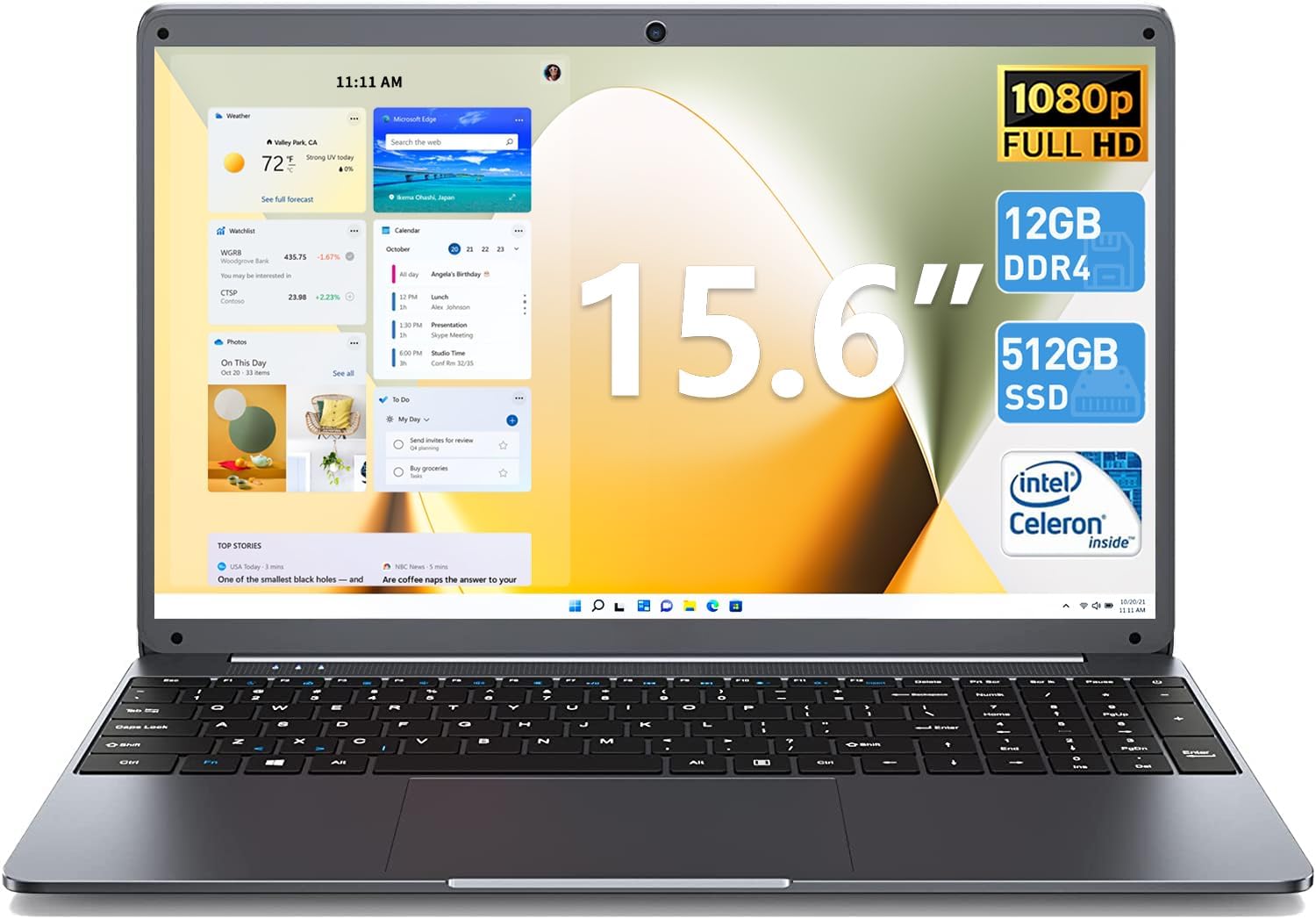 Amazon.com: SGIN Laptops, 15.6 Inch Laptop, 12GB DDR4 512GB SSD Laptops ...