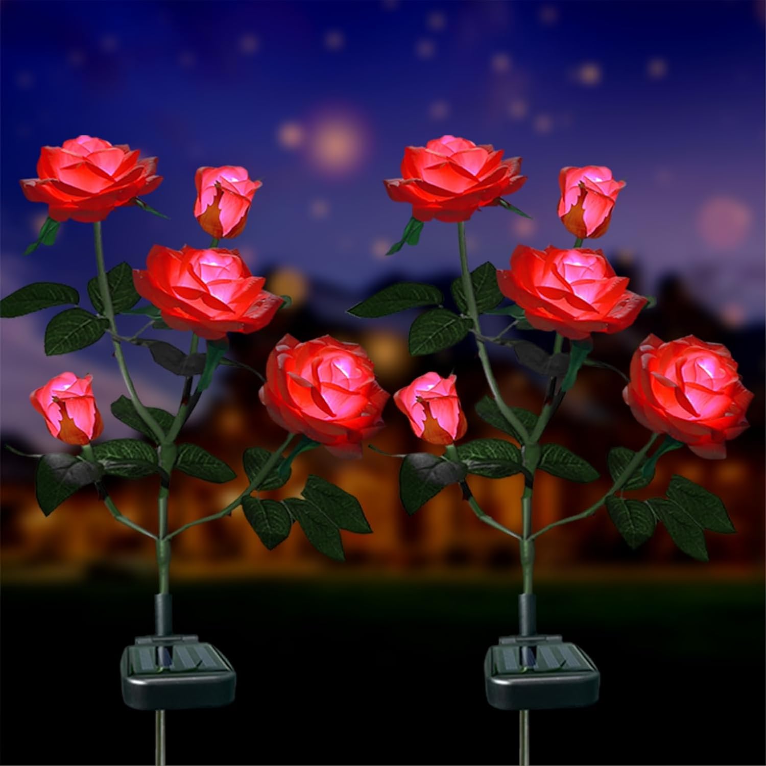 XLUX Outdoor Solar Powered Rose Lights, Decorative Flower lamp, for ...