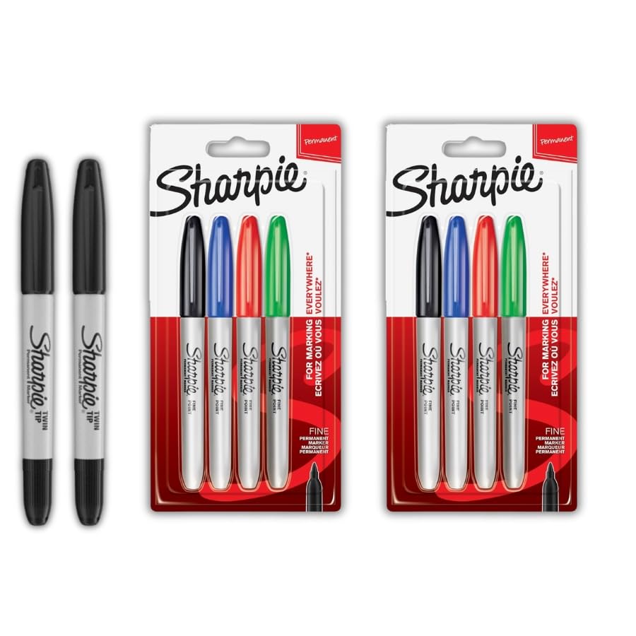 Sharpie Permanent Markers | Fine Point | Assorted Standard Colours | 4 ...