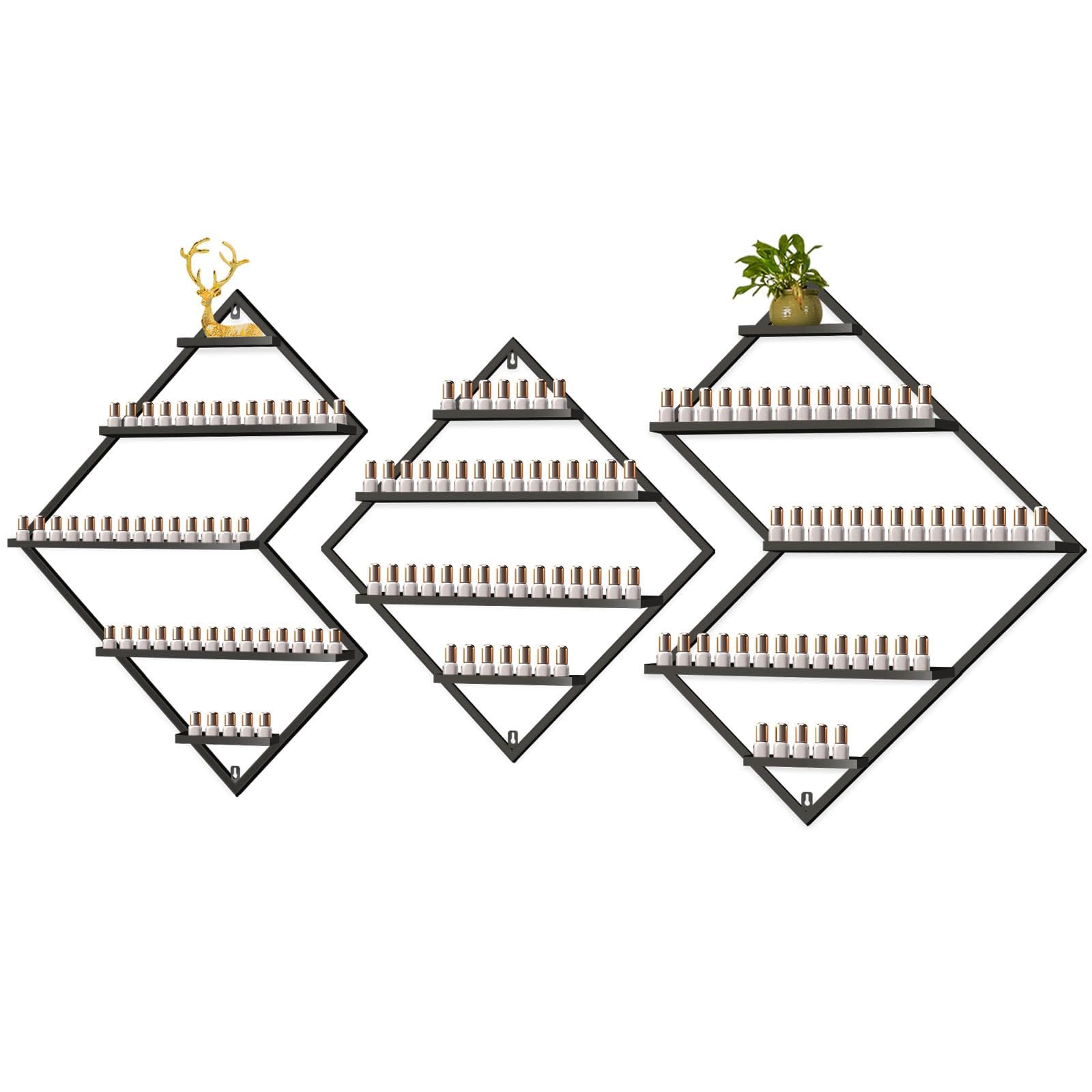 Amazon.com: EBANKU Metal Wall Mounted Nail Polish Storage Racks, Black ...