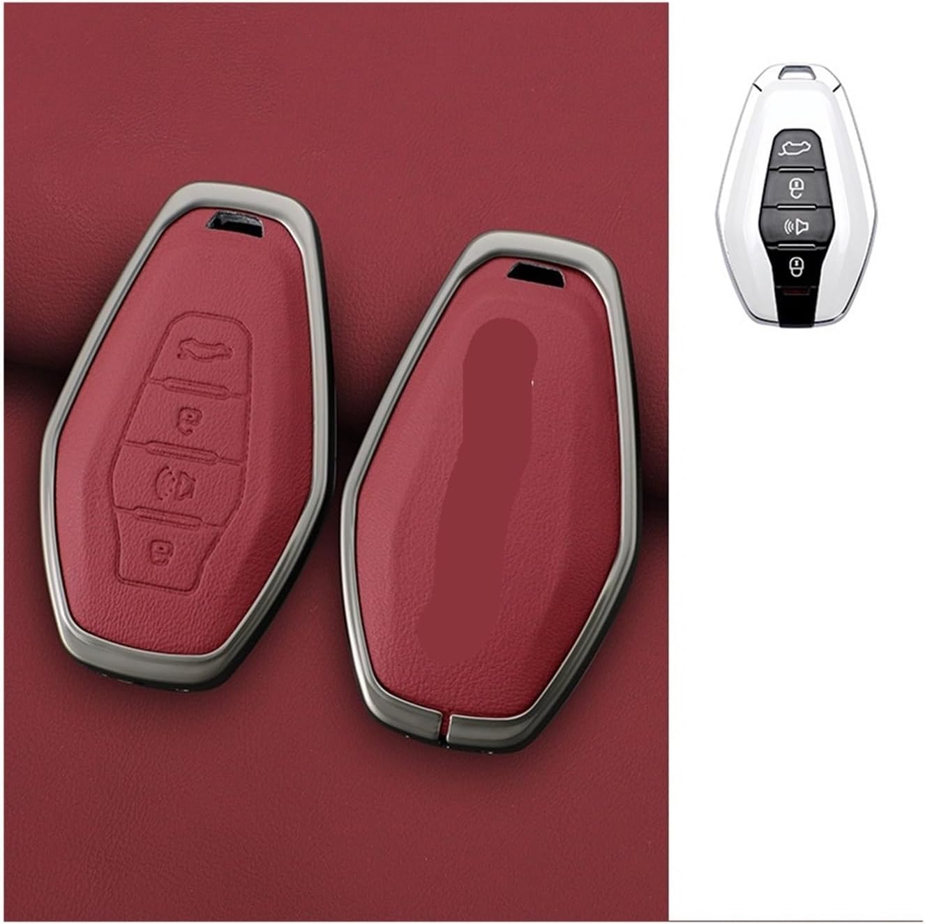 Amazon.com: Alloy Leather Car Key Case Cover Shell Fob Compatible for ...