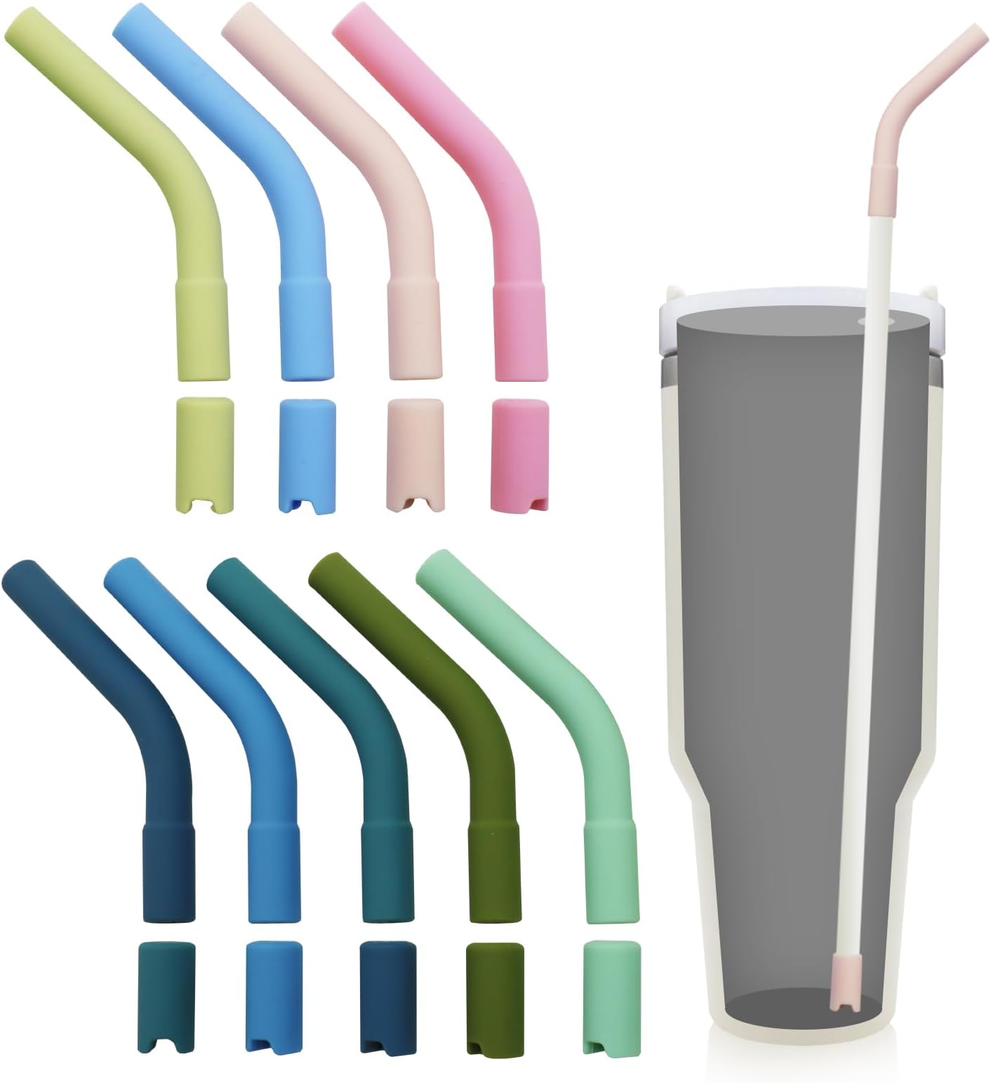 Amazon.com: 21Pcs Reusable Silicone Straw Tips, Stainless Straw Tips ...