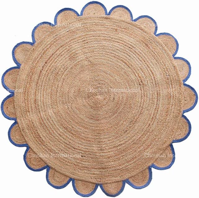 Amazon.com: 4x4, 5x5, 6x6,feet Natural Jute Scallop Round Rug, Floor ...
