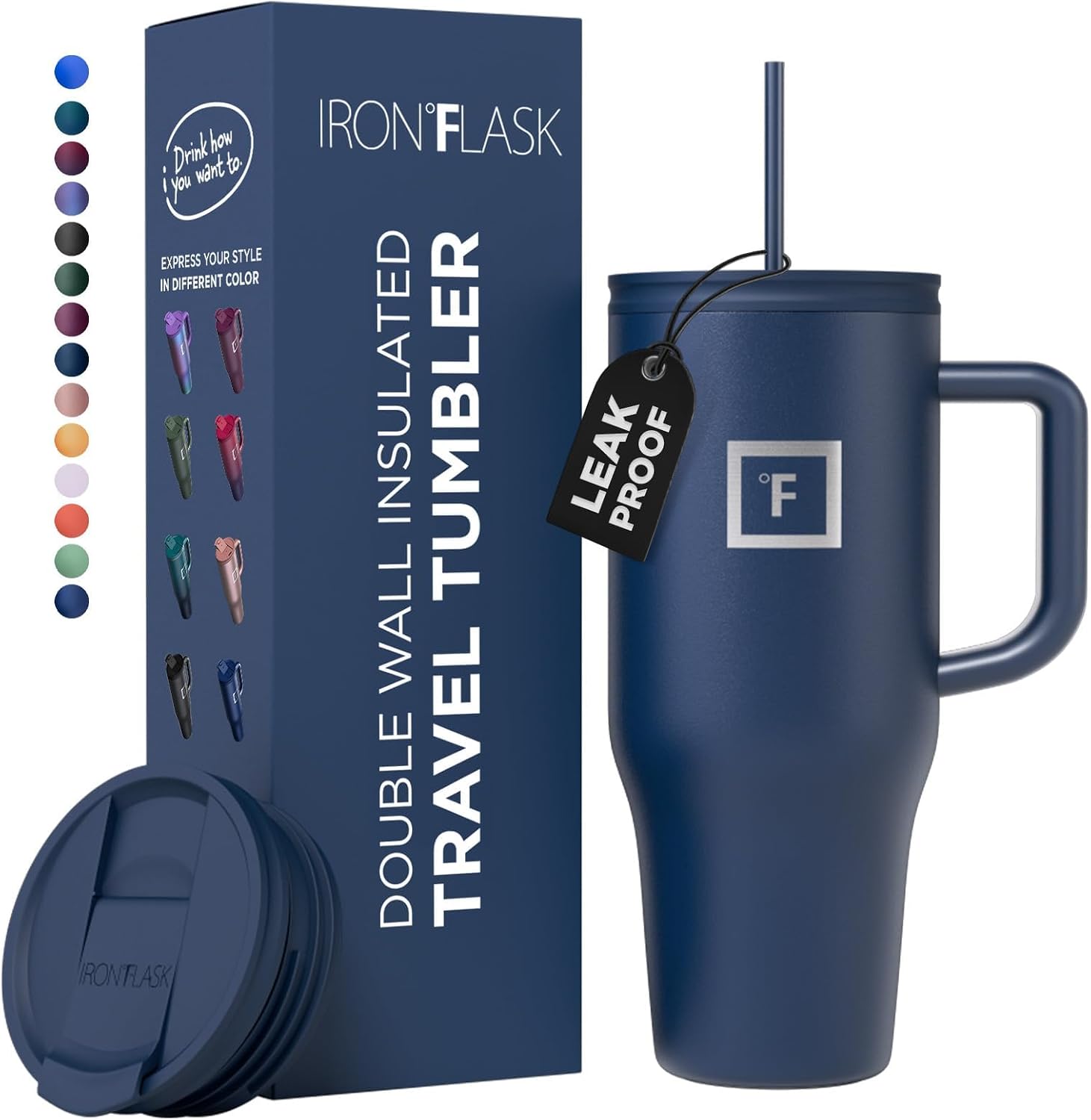 Amazon.com | IRON °FLASK Co-Pilot Insulated Mug w/Straw & Flip Cap Lids ...