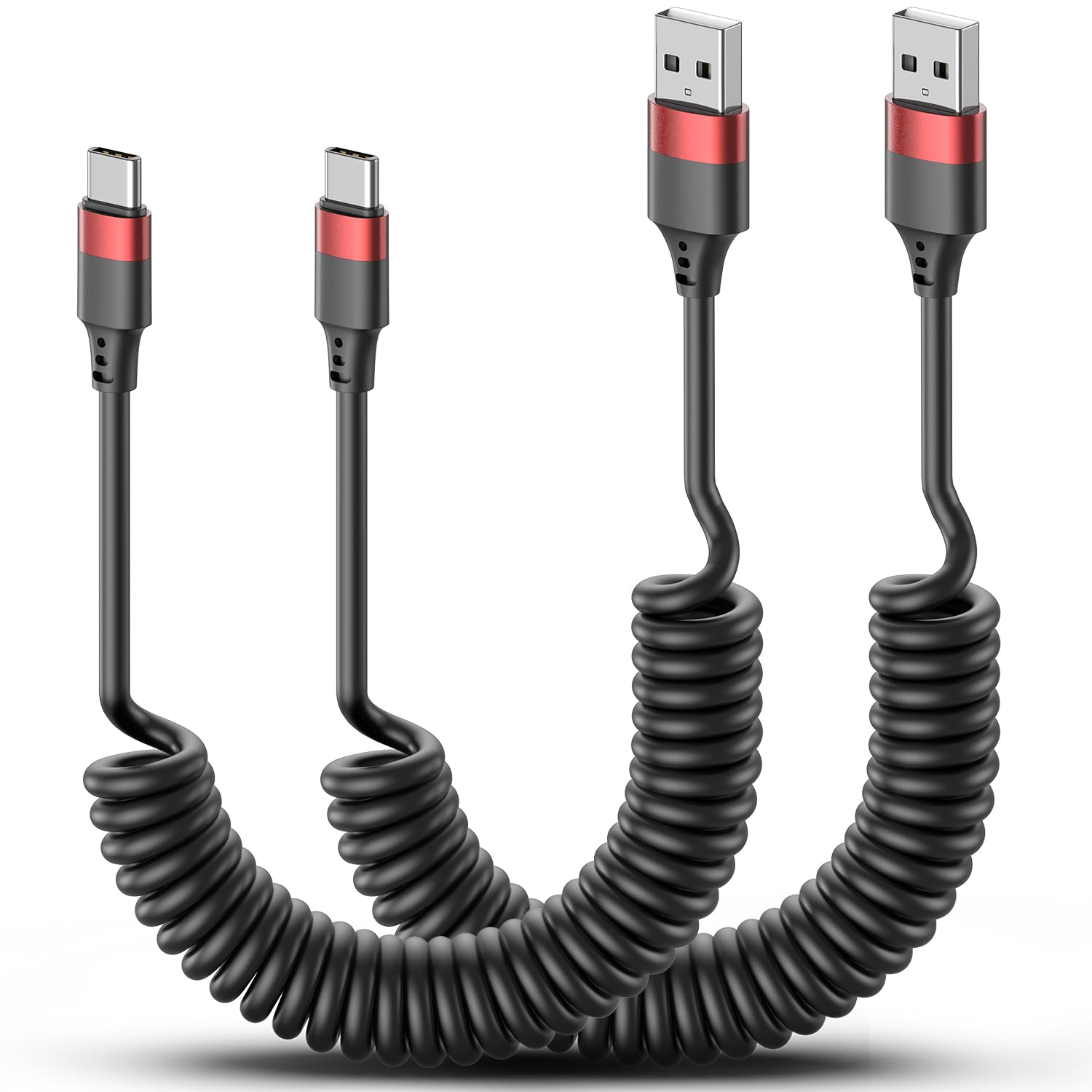 Amazon.com: Coiled USB C Cable 2 Pack, USB Type C Coiled Cable Fast ...