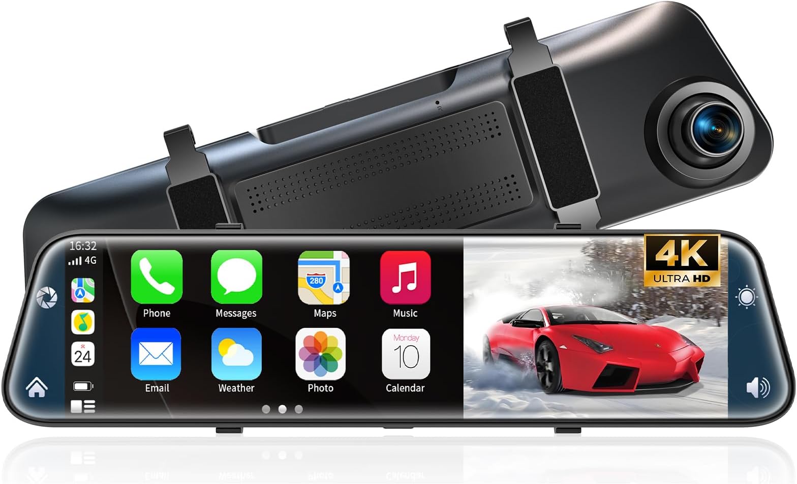 Amazon.com: 4K Mirror Dash Cam Wireless Carplay & Android Auto, 11 ...