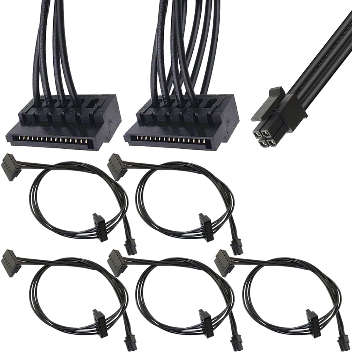 DKARDU 3 Pack ATX Mini 4 Pin, Motherboard ATX Mini 4 Pin to 2 x 15-pin ...