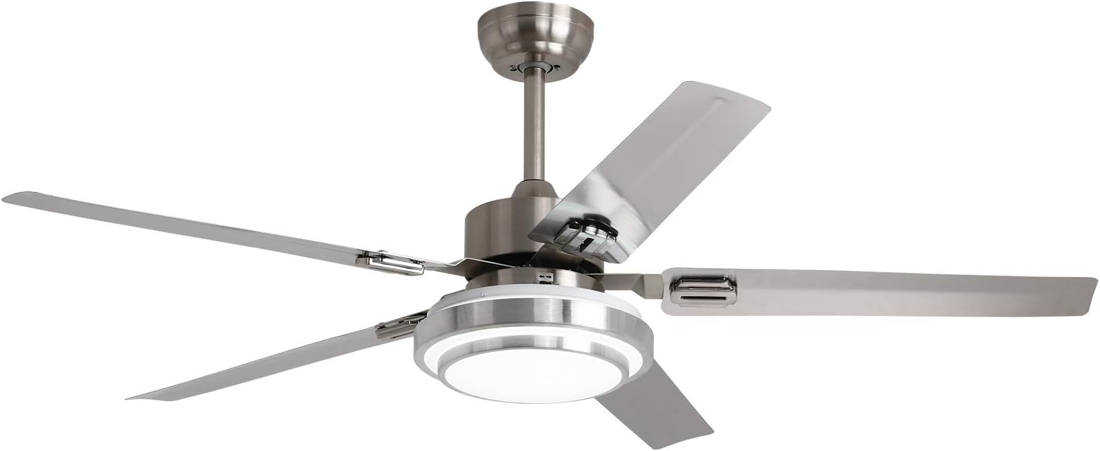 Ceiling Fan with Light and Remote - 52 Inch Brushed Nickel Stainless ...