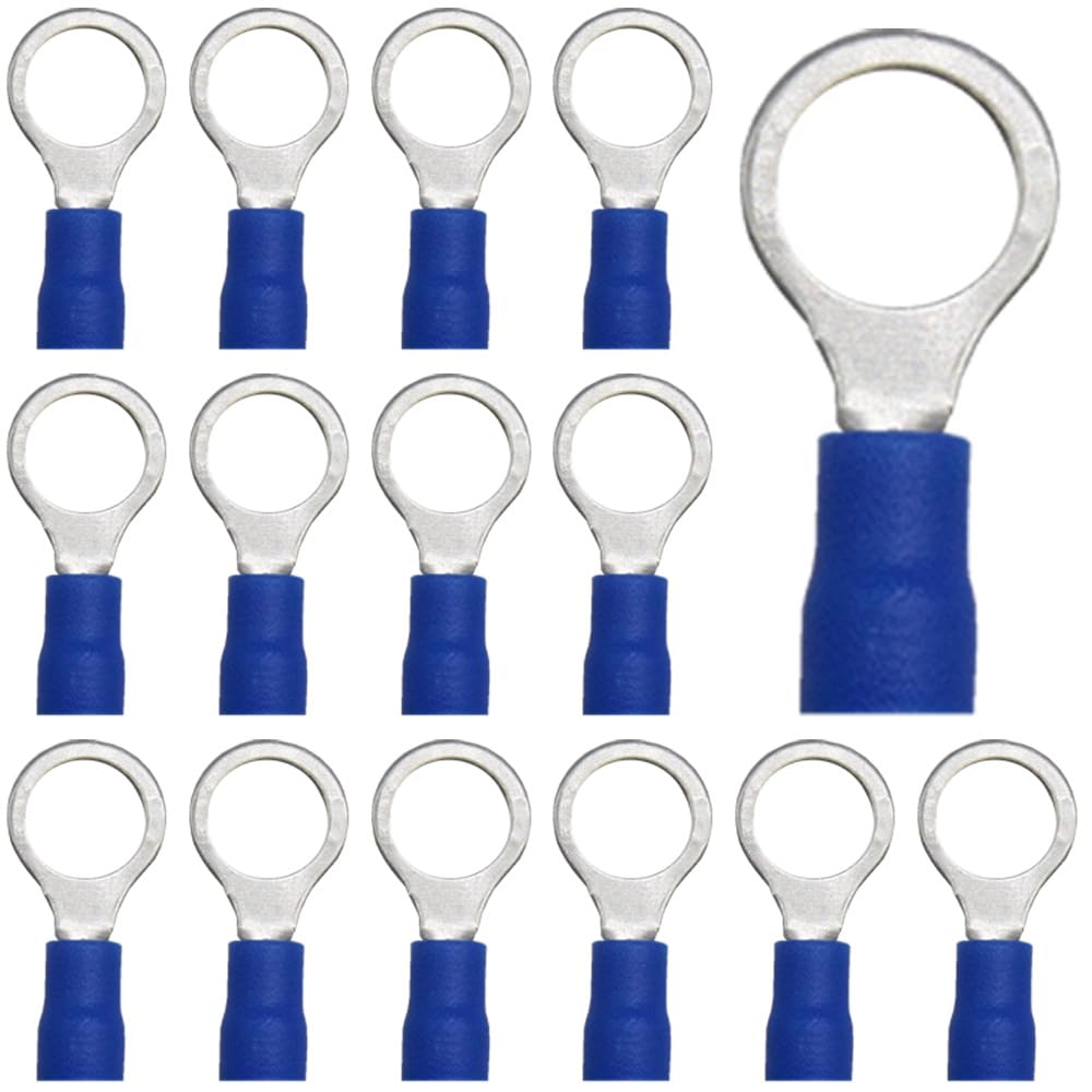 CEEYSEE 100Pcs M8 of Blue Insulated Ring Terminal-Electrical Wire ...