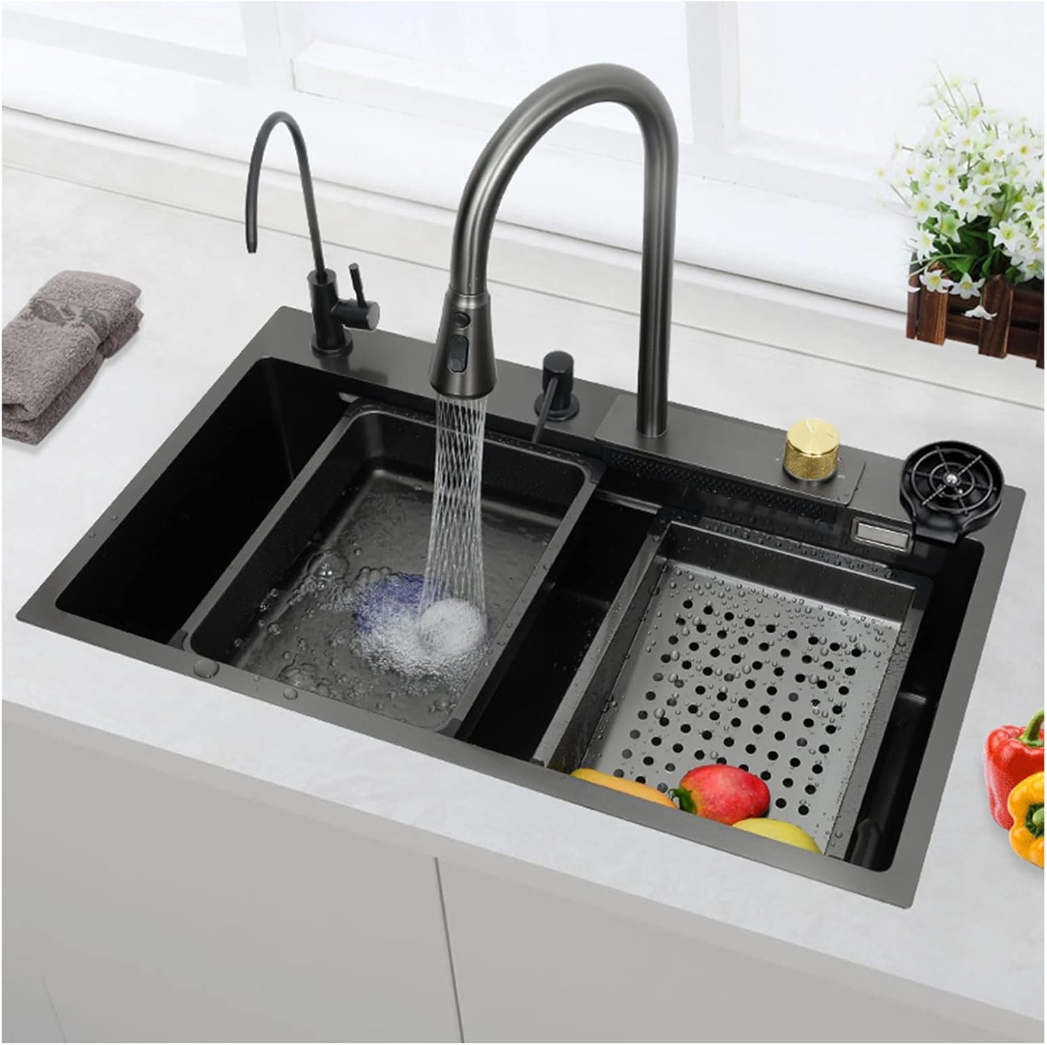 Kitchen Sinks Nano Waterfall Sink, 304 Stainless Steel Kitchen Sink ...