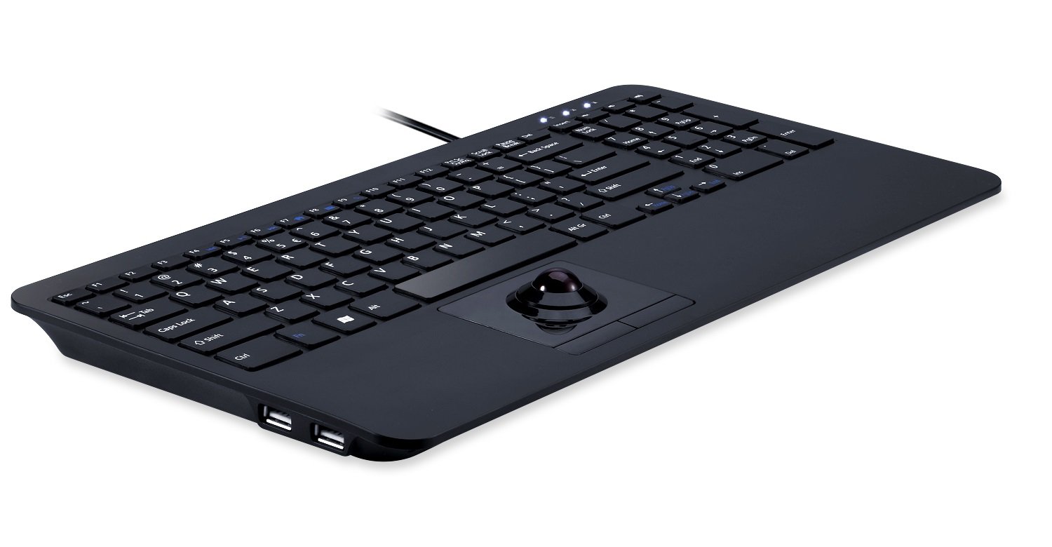 Perixx PERIBOARD-518 Wired Trackball Keyboard with 2 USB Hubs, X Type ...