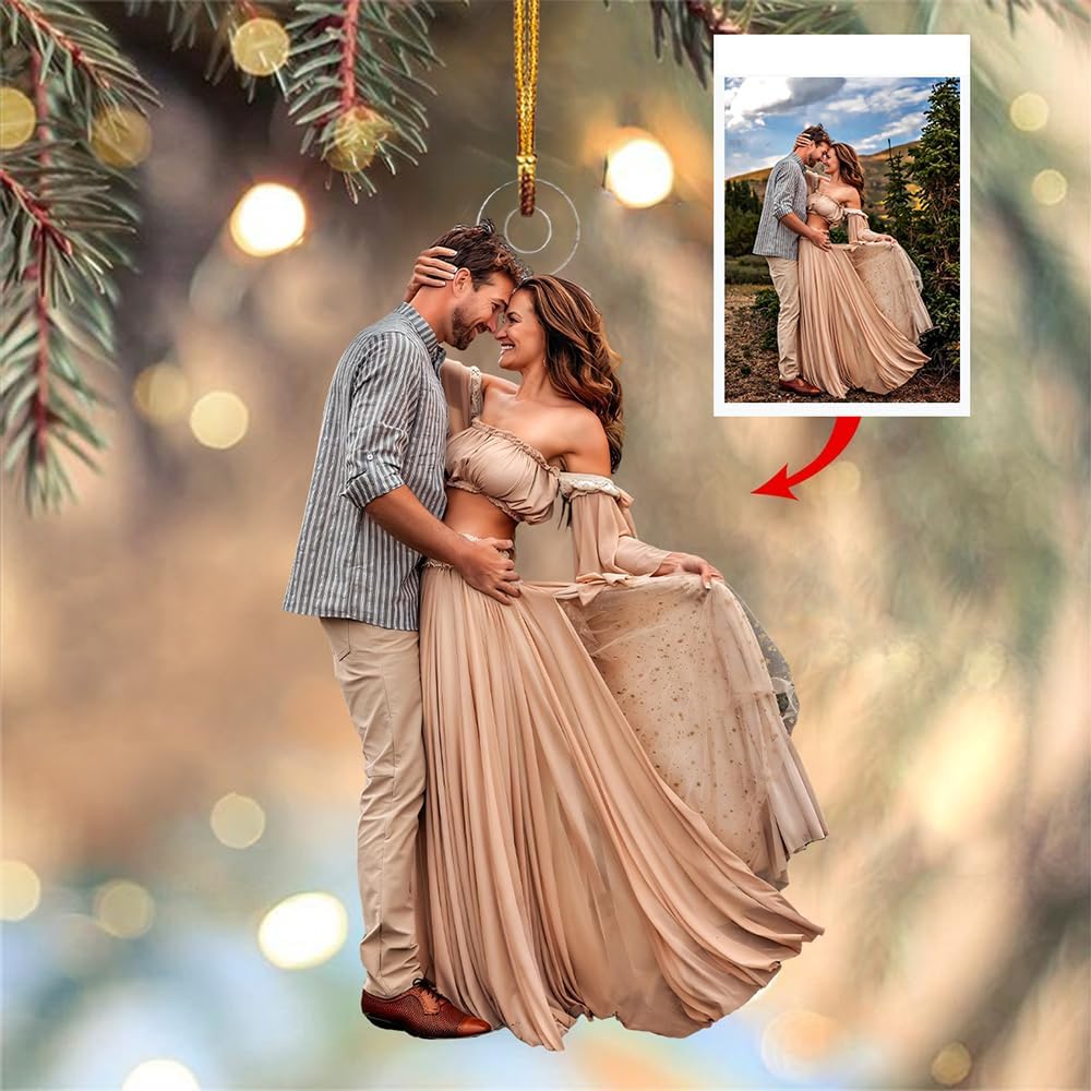 Amazon.com: Couple Ornament, Personalized Photo Couple Shape Acrylic ...