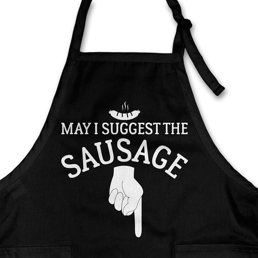 Amazon.com: Funny BBQ Apron - May I Suggest The Sausage, Barbecue Apron ...