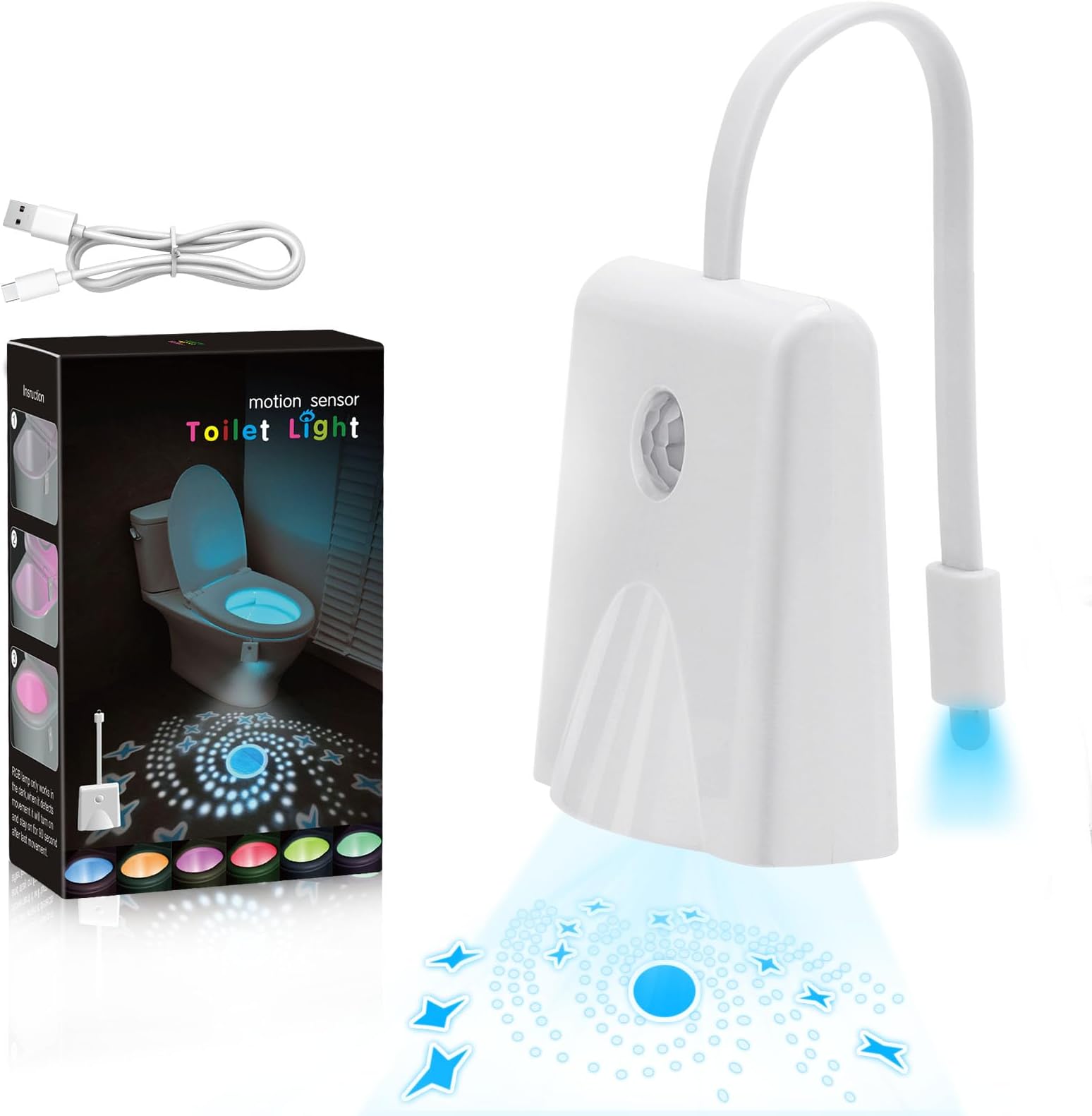 Powerole Toilet Light Motion Sensor Rechargeable,Replaceable in 16 ...