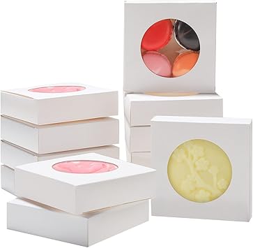 Amazon.com: Bssay 60Pcs Small Soap Packaging Boxes 4.3x4.3x1.2 Inch,White Square Paper Boxes ...