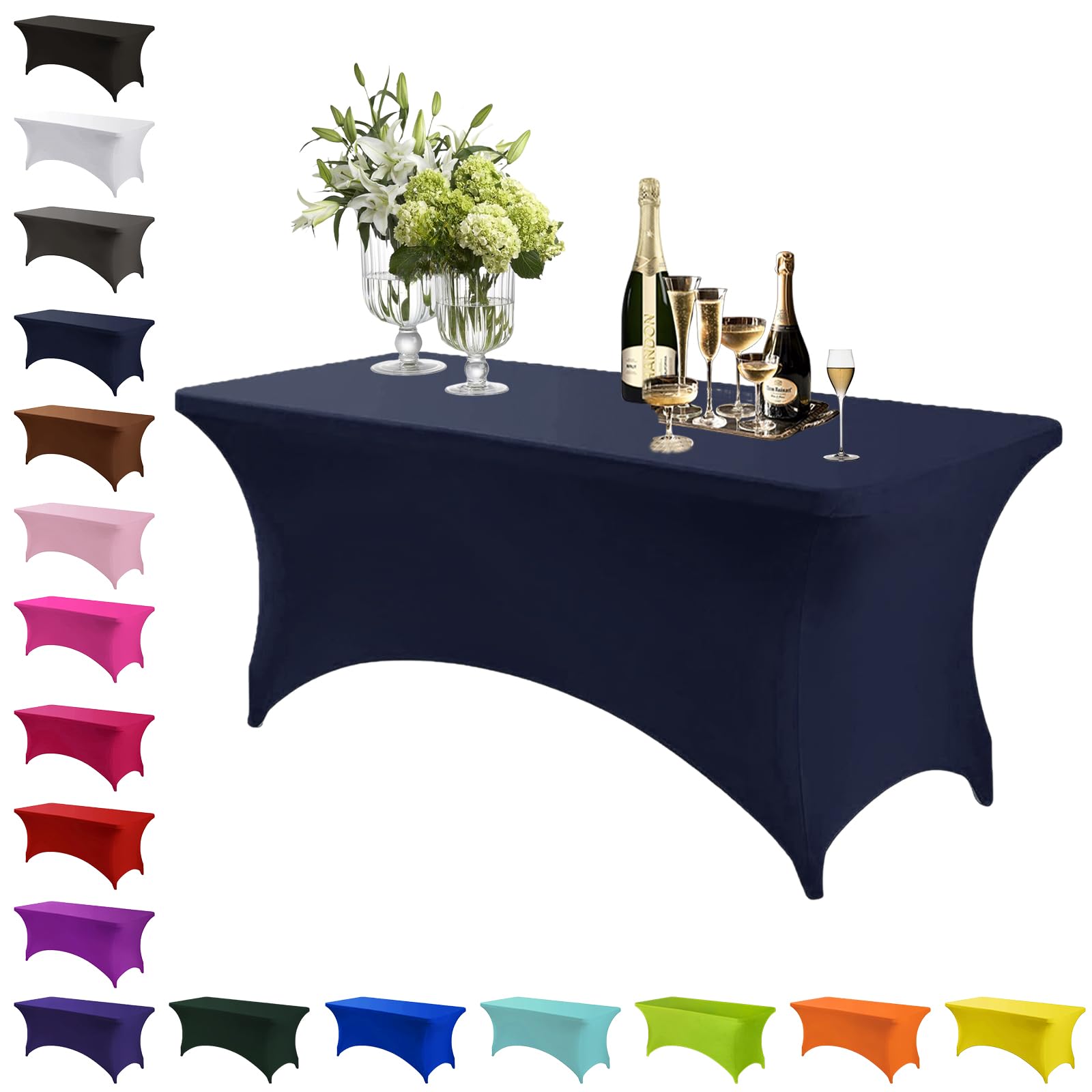 Mienocol Navy Blue Spandex Tablecloths,6FT Stretchable Rectangle Table ...