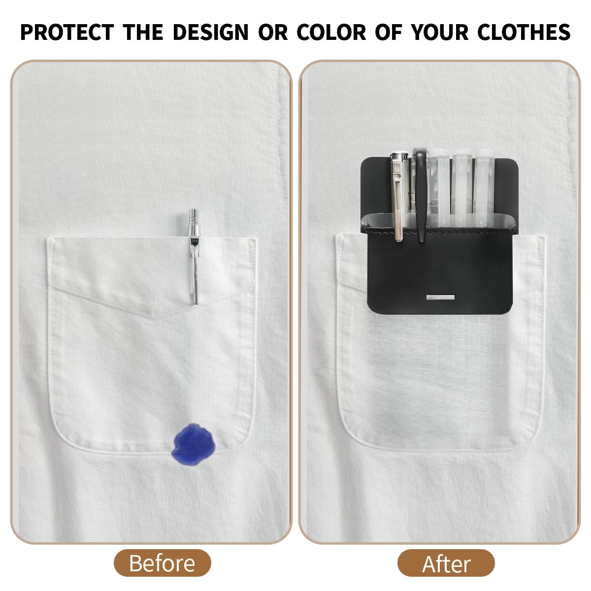 Snapklik.com : Pocket Protector For Men, Full Grain Leather Pen Protect ...