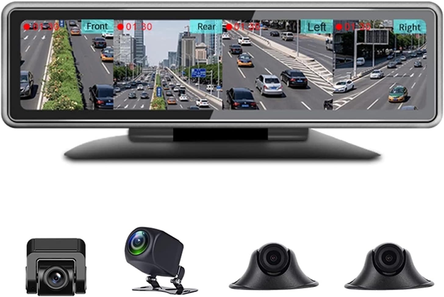 ERTYU 360° Dash Cam Panoramic Dashboard Car DVR 12-Inch Touch Screen 4 ...