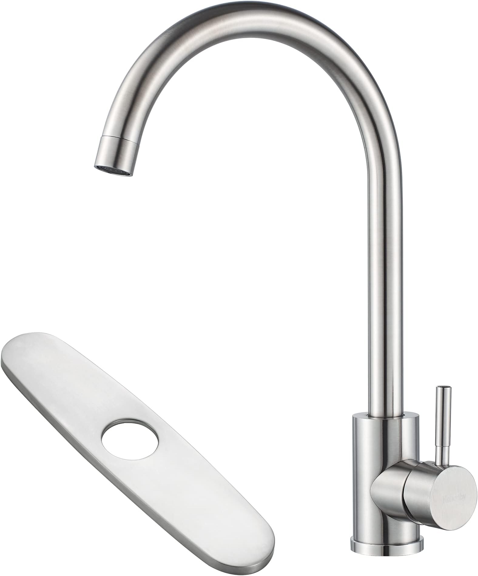Kohonby Single Handle Brushed Nickel Kitchen Sink Faucet High Arc ...