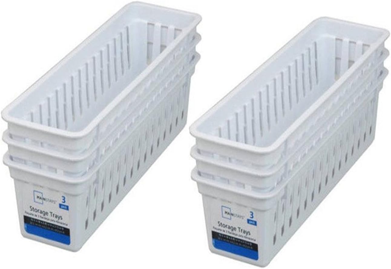 Amazon.com: Mainstays Slim Plastic Storage Trays Baskets in White- Set ...