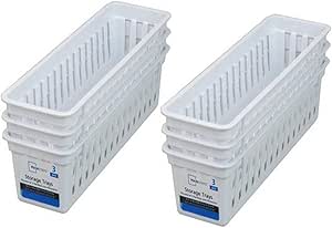 Amazon.com: Mainstays Slim Plastic Storage Trays Baskets in White- Set ...