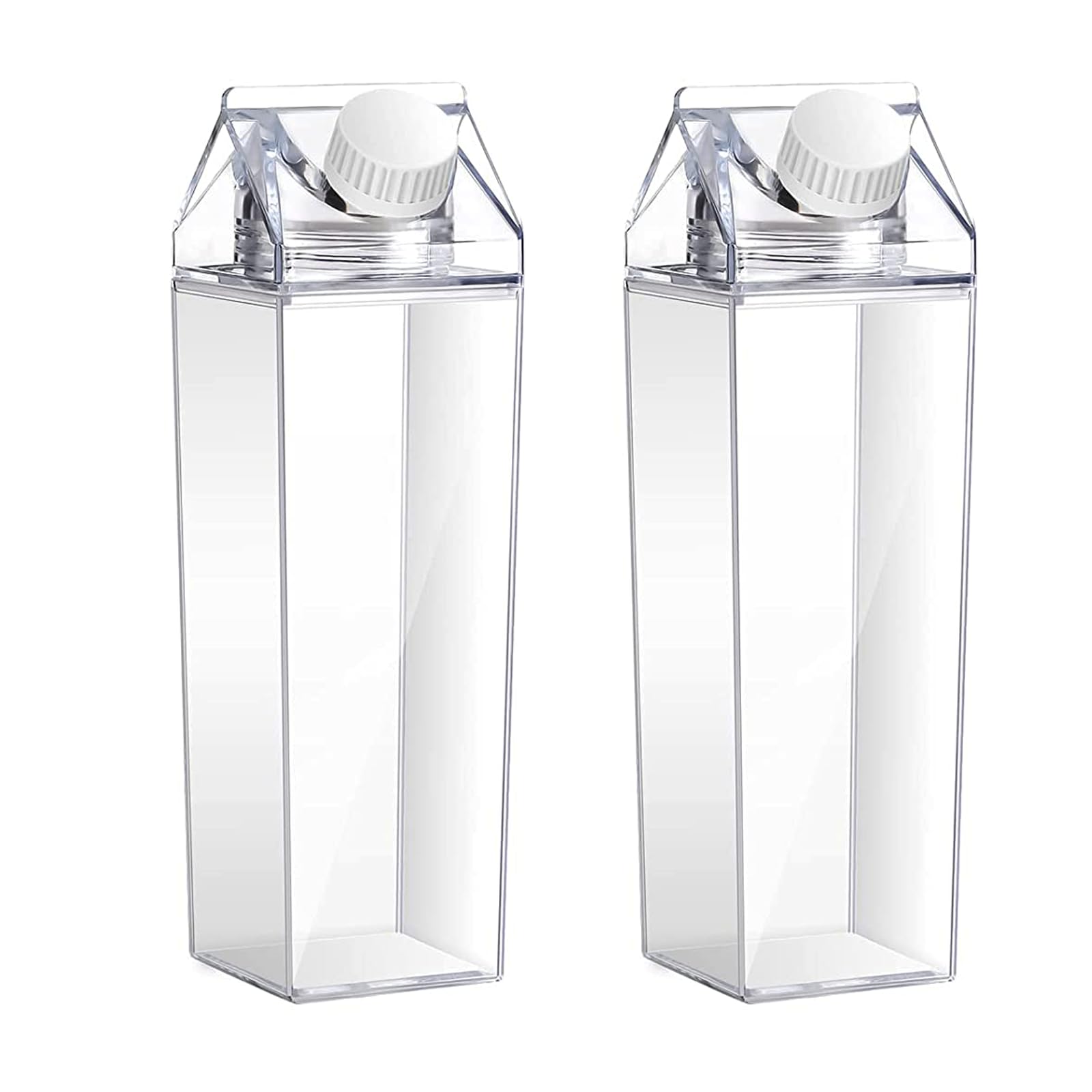 Amazon.com: Vyooxcy 2 Pack Milk Carton Water Bottle, 17oz Clear Square ...