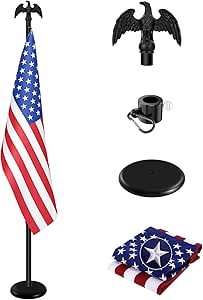 Amazon.com : Indoor Flag Pole Kit - Telescoping 6FT-8FT Flag Pole with Base, 3x5 FT Embroidered ...