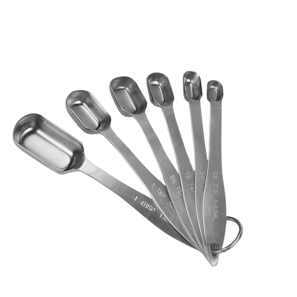 C2K Stainless Steel Measuring Spoons - Set of 6 with Leveler Narrow ...