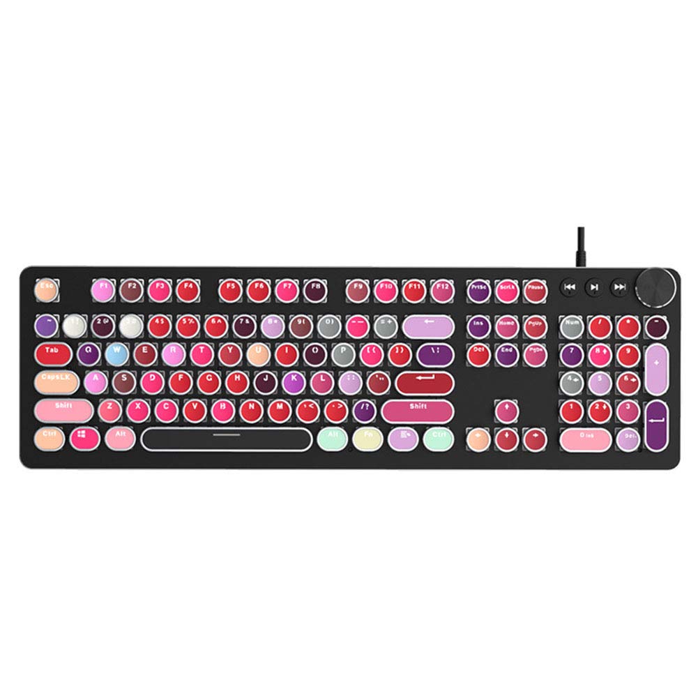 Buy XHJZ-W USB LED Backlit Retro Typewriter Mechanical Keyboard - Round ...