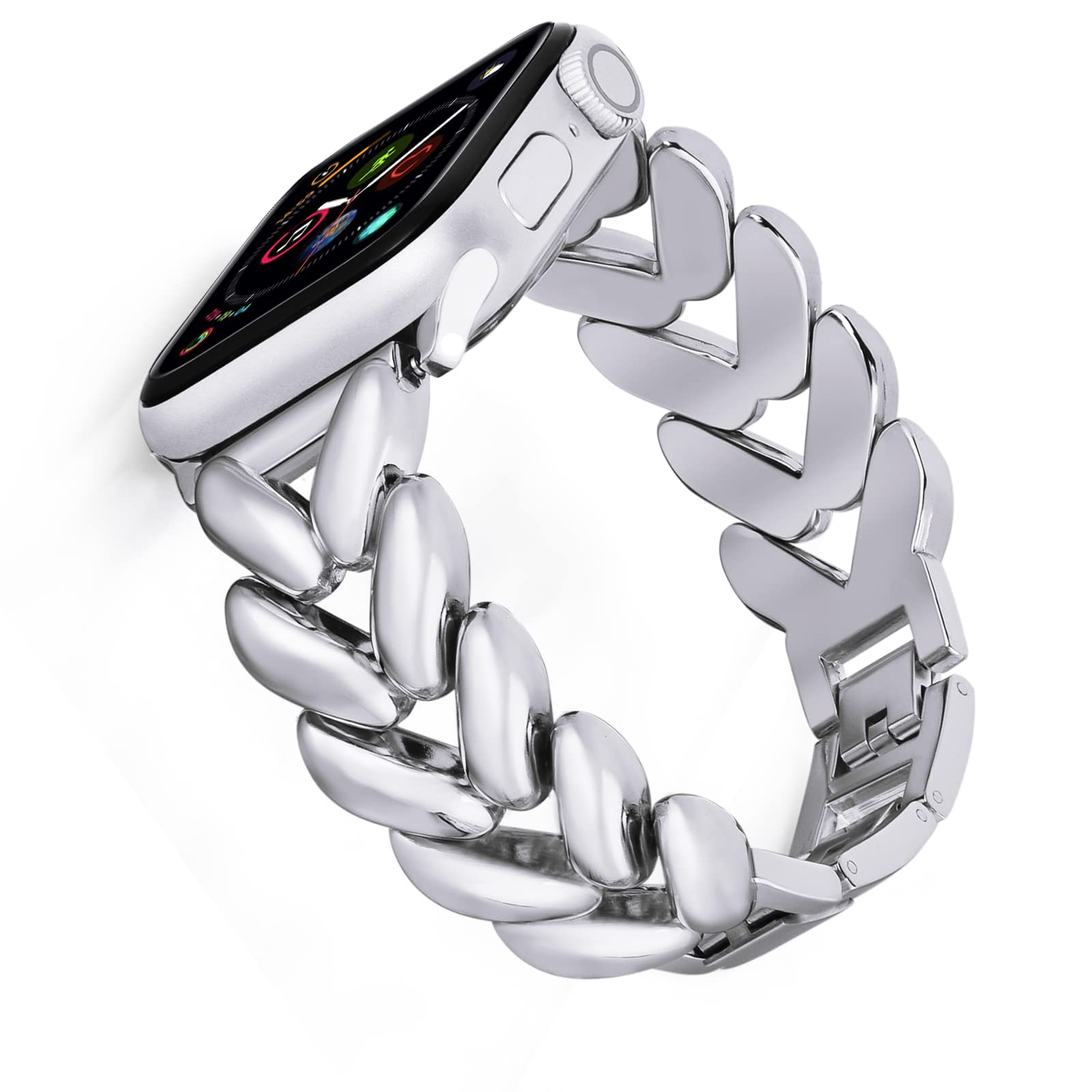 VISOOM Bracelet Compatible for Series SE 2/9/8 Silver Apple Watch Bands ...