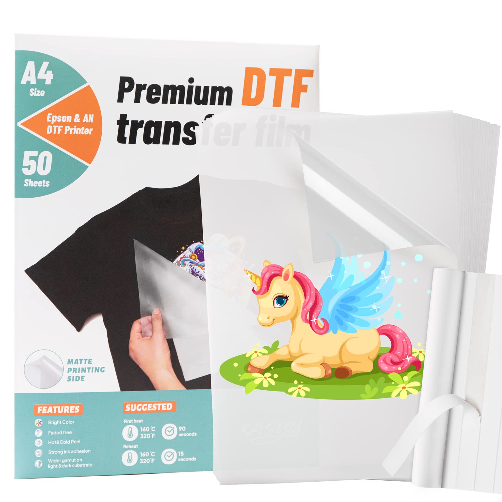 Buy KASYU DTF Transfer Film with Sensor Re Stickers, 50 Sheets A4 ...