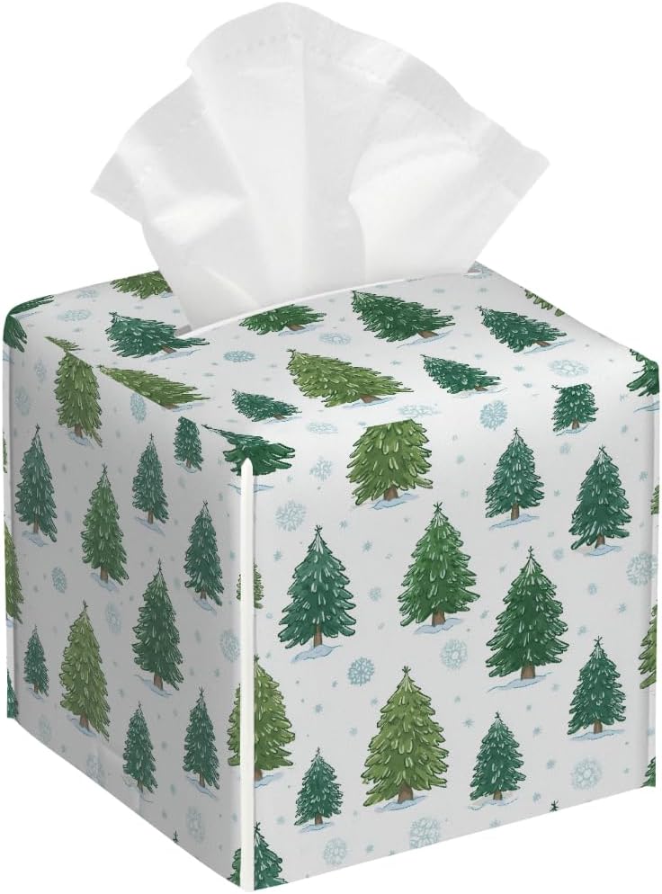 Amazon.com: Tissue Box Cover PU Leather Square Tissues Holder Winter ...