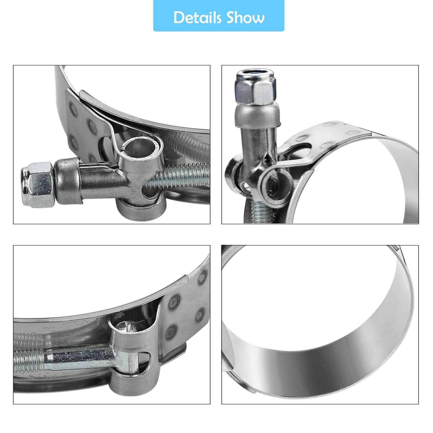 Snapklik.com : PEROMI 2 Pack 3 Inch T Bolt Hose Clamps Working Range 83 ...