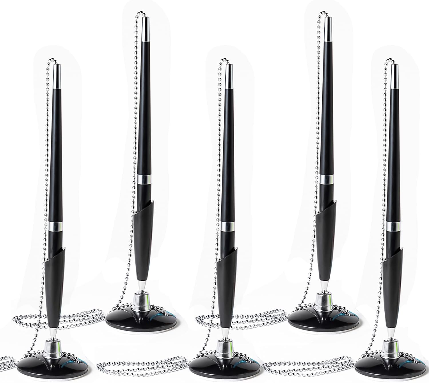 NAUZE 5 Pieces Counter Pen Black Reception Pen Desk Set On Chain With ...