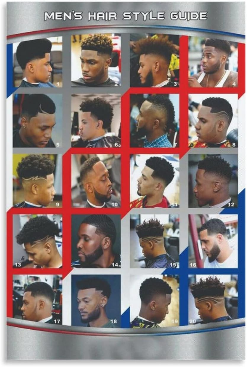 Amazon.com: Barber Shop Wall Decor Poster of Modern Male Hairstyles Men ...
