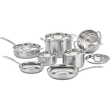 Amazon.com: HOMICHEF 14-Piece Nickel Free Stainless Steel Cookware Set ...