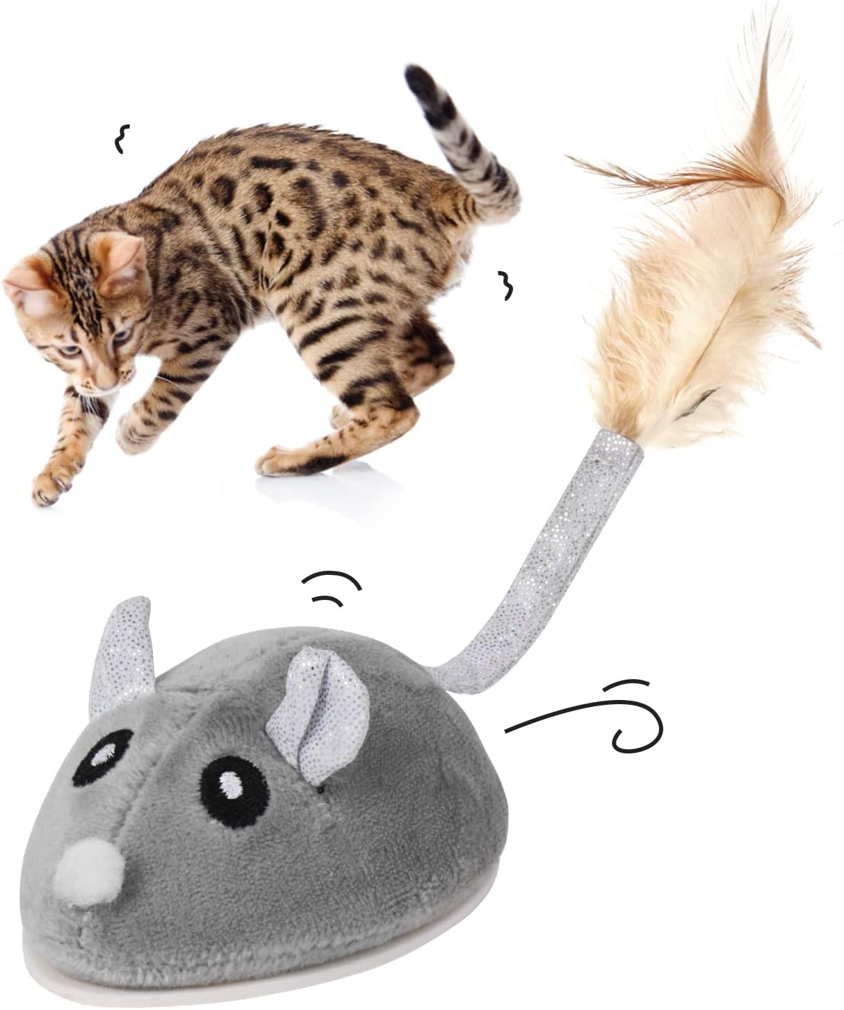 Amazon.com: Lewondr Interactive Cat Toy for Indoor Cats, Motion Activated Electronic Automatic ...