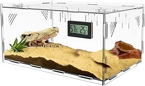 Reptile Terrarium Tank, Acrylic Transparent Reptile Food Box with ...