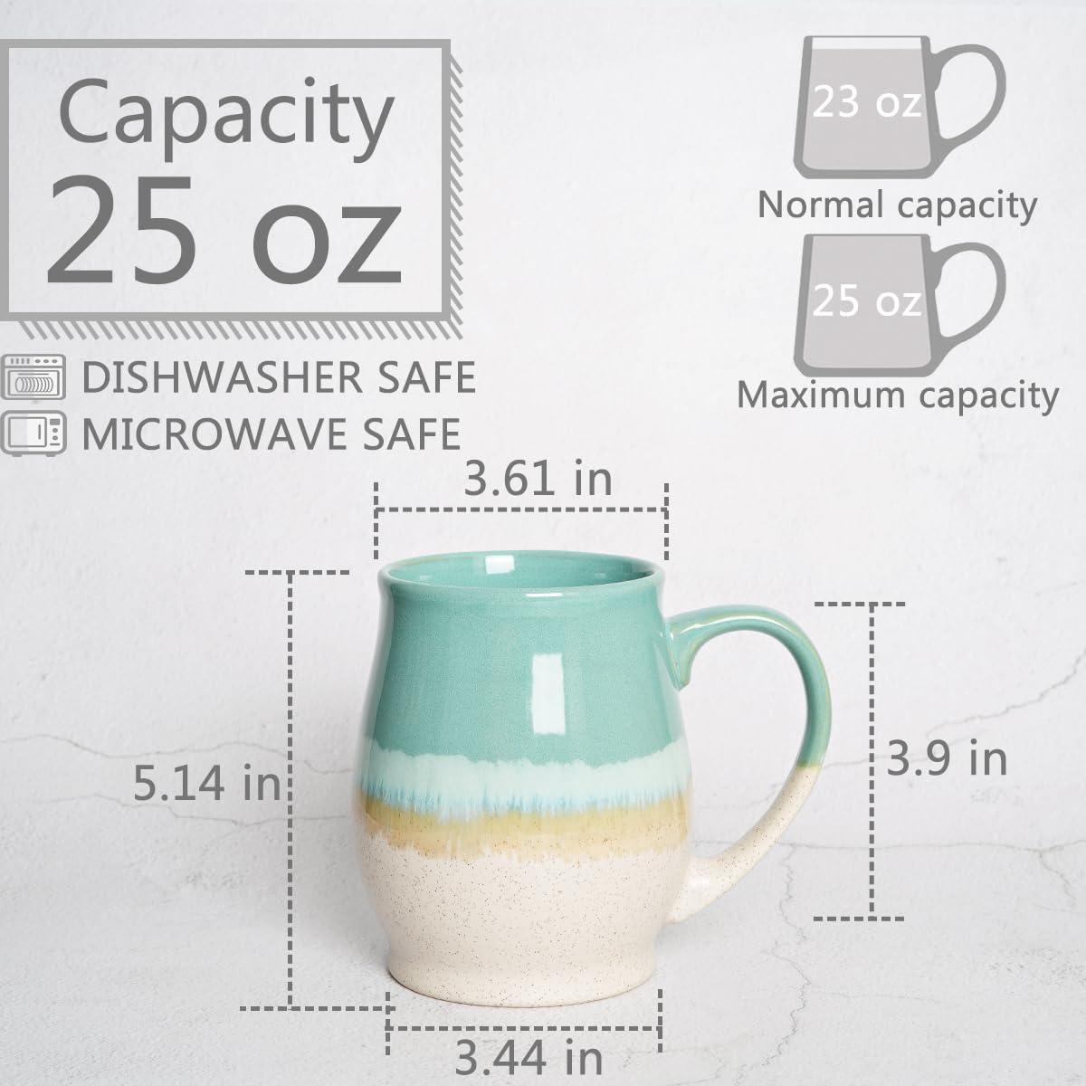 Snapklik.com : Bosmarlin Extra Large Ceramic Coffee Mug, 25 Oz ...