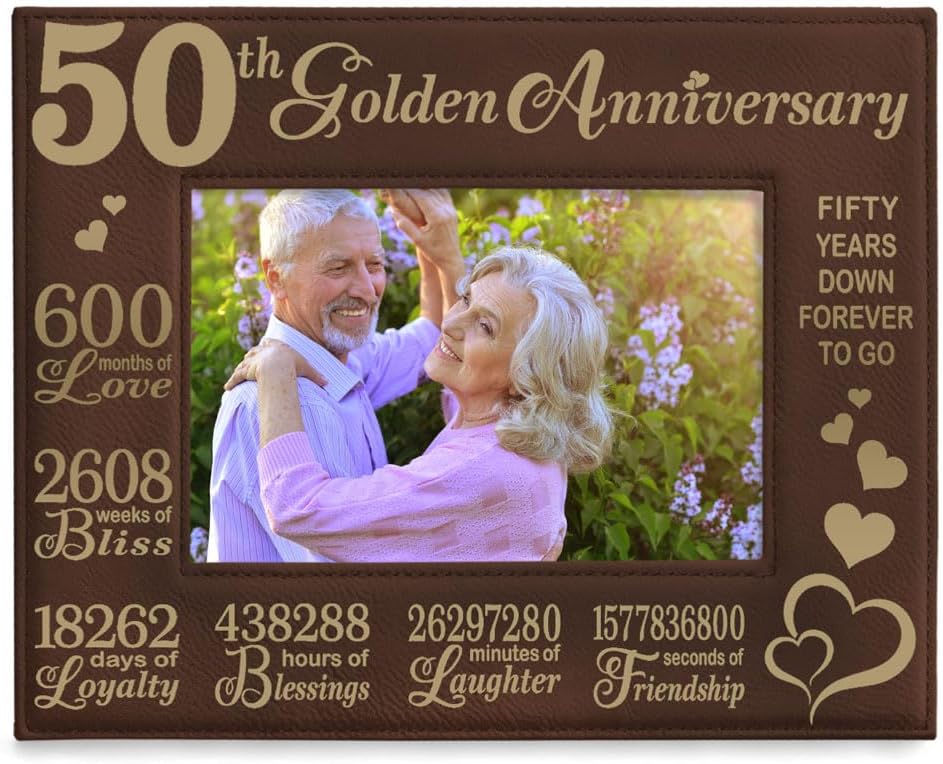 Amazon.com - KATE POSH 50 Years of Marriage Picture Frame, 50th Golden ...