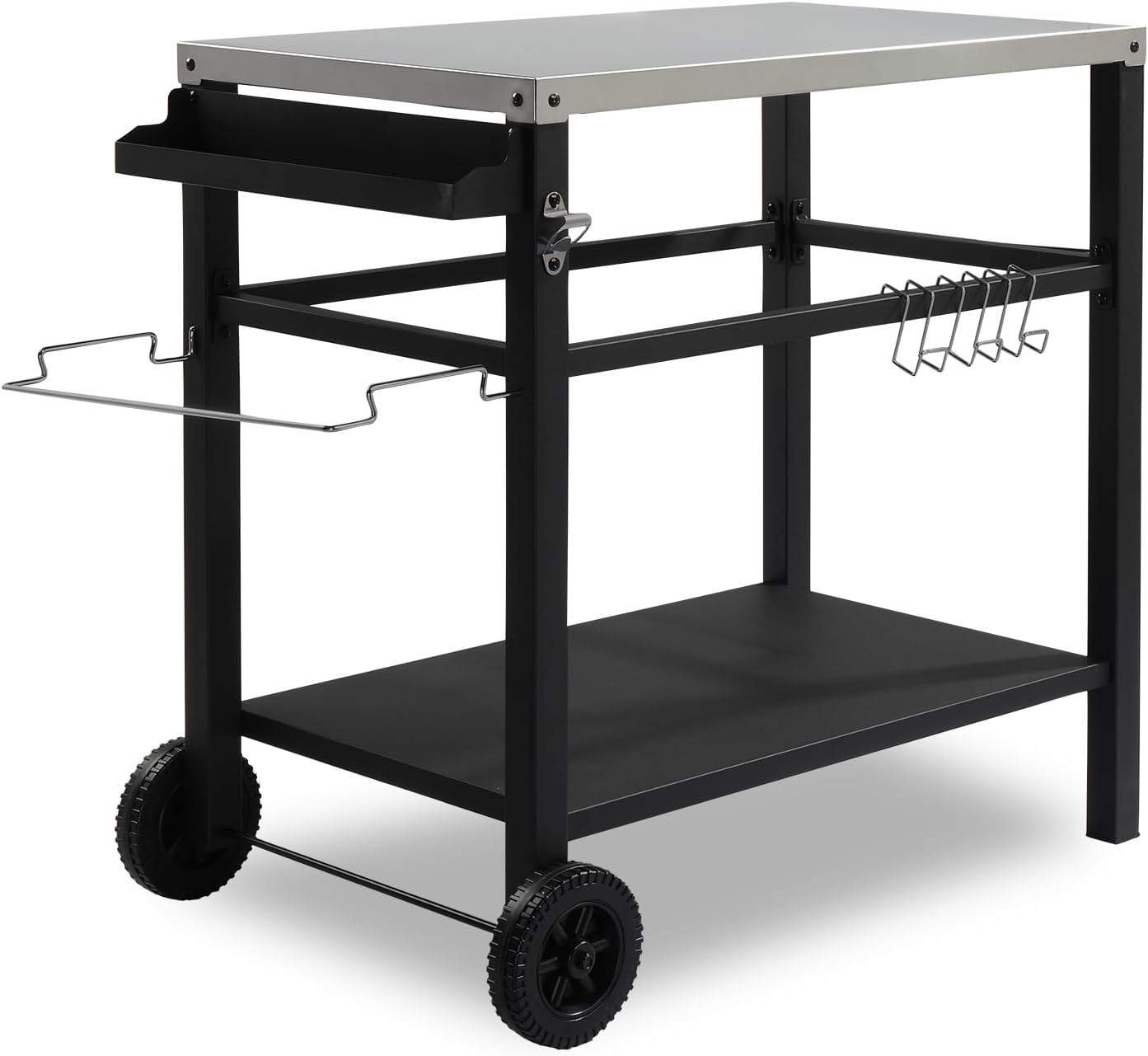 Amazon.com: Outdoor Grill Dining Cart with Double-Shelf, BBQ Movable ...