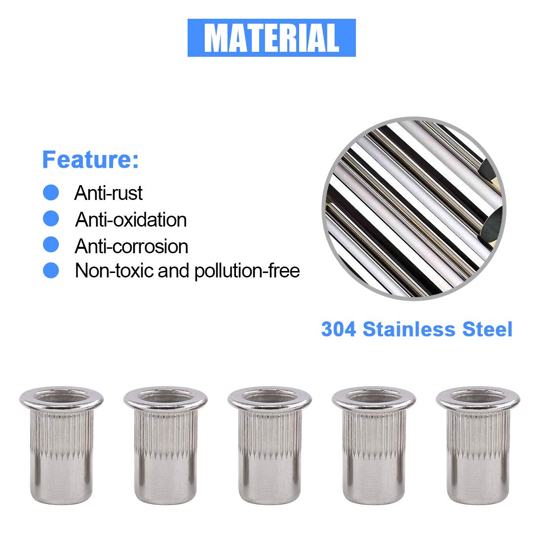 Snapklik.com : Glarks 50Pcs 304 Stainless Steel M8 Flat Head Threaded ...